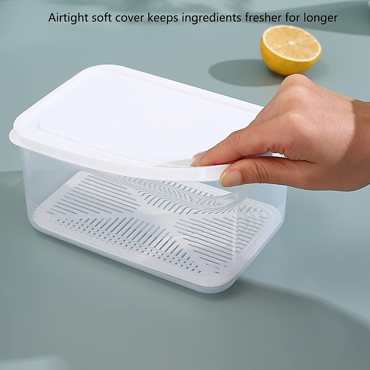 WonLiq 3 Piece Food Storage Containers with Airtight Lids, Stackable Kitchen Organizer Bin, BPA Free, Produce Saver Storage Container for Refrigerator