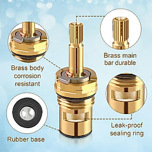 2 Sets Faucet Valves Faucet Cartridge with American Standard 994053-0070a or 994053-0070a/H Bathroom Kitchen Bathtub Faucet Stem Replacement, Brass, 4z-24h Hot and Cold Replacement Stem