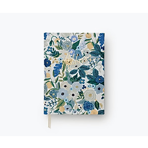 RIFLE PAPER CO. Garden Party Blue Address Book, Hardcover Address Book Includes Gold Foil-Accented Cloth Cover, Ribbon Page Marker, 284 Pages, Contacts and Important Dates Pages