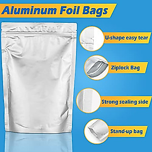50 Pack Mylar Bags with 50 bags 300cc Oxy-Sorb 9.4 Mil Resealable Foil Ziplock Bags for Food Long Term Storage for Snack Cookies, Wheat (10"x14" )