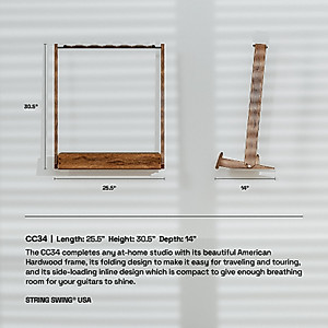 String Swing Guitar Stand, Multi Guitar Rack for Acoustic, Electric, Bass Guitars, Hand Welded Steel & Black Walnut Hardwood, Padded Guitar Holders, Guitar Stands Floor - USA Made