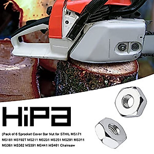 Hipa Sprocket Cover Bar Nut for STHIL 017 018 020 020T 021 023 023L 025 MS170 MS170C MS180 MS200 MS200T MS210 MS230 MS250 Chainsaw 6Pack Replace 0000 955 0804
