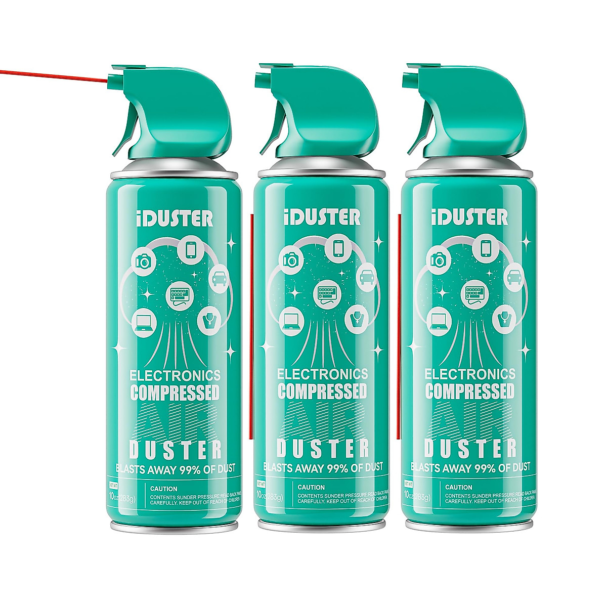 Compressed Air Duster Cleaner for Keyboard - iDuster Air Cans for Cleaning Dust, Hairs, Crumbs, Scraps for Laptop Computer Jewelry Camera, 3 Packs