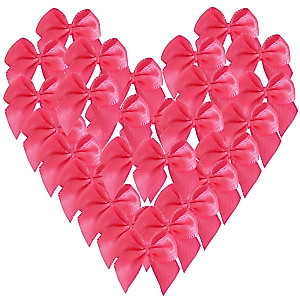 Micomon 50pcs Mini Ribbon Bows for Crafts Small Hot Pink Bows Christmas Decoration Embalishement Scrapbooking(3/8",Hot.Pink)