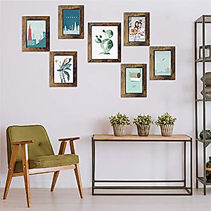 PETAFLOP 5x7 Frame Rustic Picture Frames Fits 5 by 7 Inch Photo Wall Tabletop Display, 7 Pack