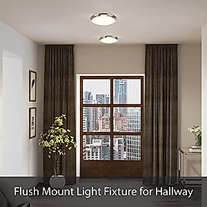 Aspen Creative Satin Nickel 63003L-1 Large LED Flush Mount Finish with Glass Shade