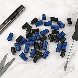 40pcs Waterproof Wire Nut Connectors, Outdoor Electrical Wire Connectors Twist Nuts Caps Wire Caps Compatible with 22AWG-12AWG for Outdoor Lights Irrigation Valves (Blue; Black)