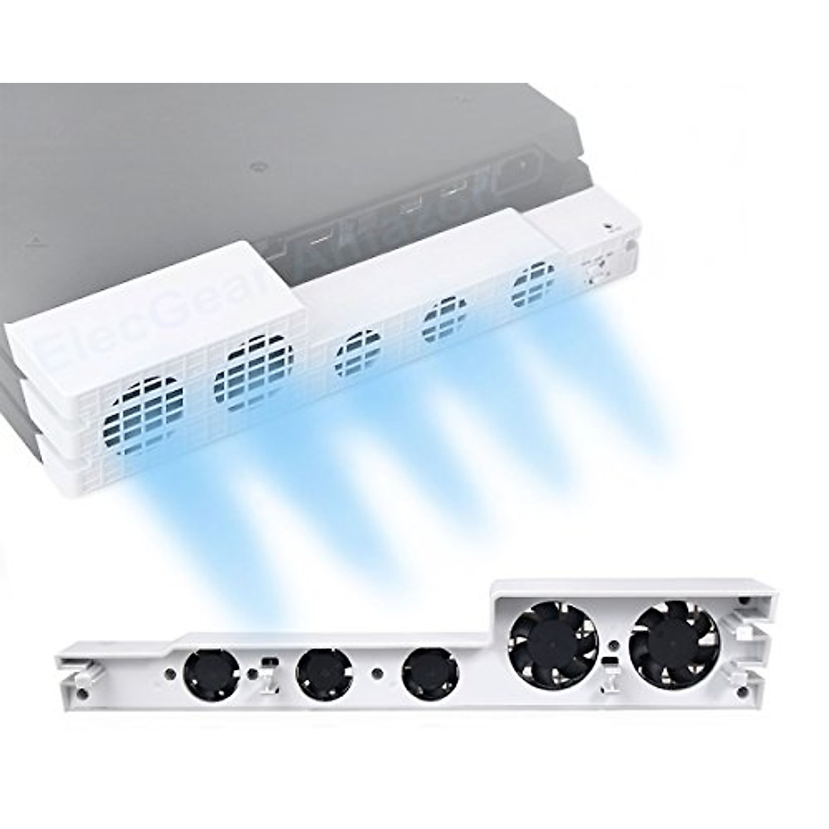 ElecGear Auto Cooling Fan for PS4 Pro, External USB Cooler Automatic Temperature Sensor Controlled Radiator Heat Exhaust Works with Playstation 4 Pro CUH-7xxx White