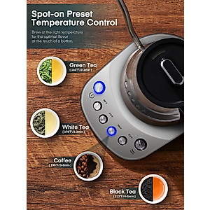 Aiheal Electric Gooseneck Kettle, Glass Electric Tea Kettle with 4 Temperature Control Presets and Keep Warm Function, Pour Over Kettle for Coffee and Tea, Hot Water Boiler, Quick Heating, 1200W/0.8L