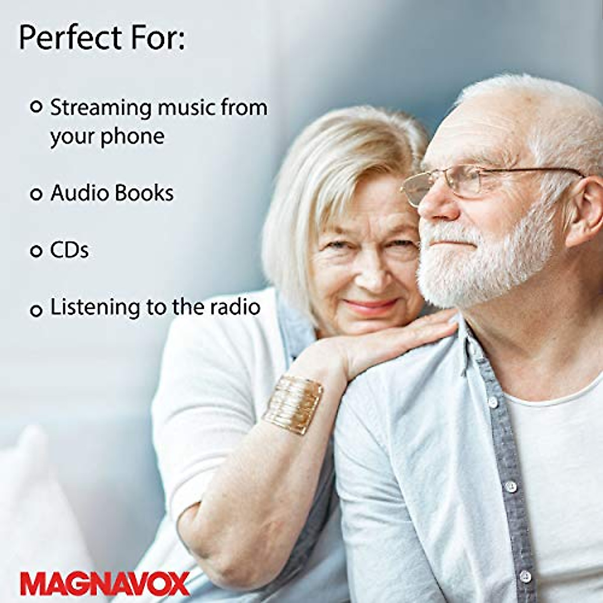 Magnavox MD6949 Portable Top Loading CD Boombox with AM/FM Stereo Radio and Bluetooth Wireless Technology in Red and Black | CD-R/CD-RW Compatible | LED Display |