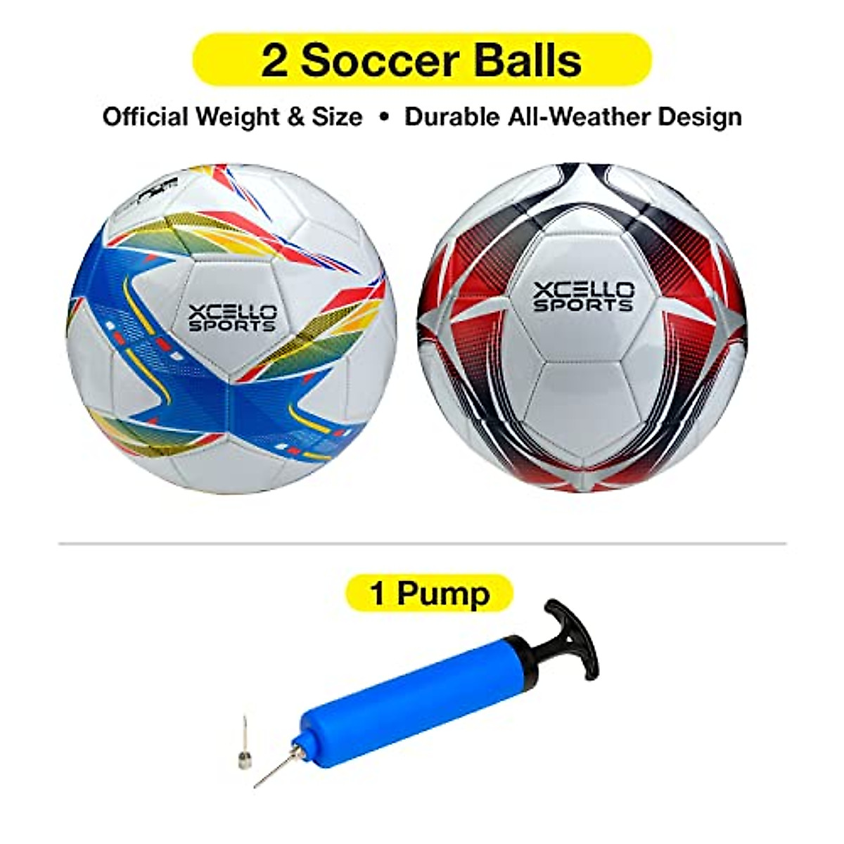 Xcello Sports Soccer Ball Size 4 Assorted Graphics with Pump (Pack of 2)