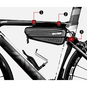 WILD MAN 1.2L Rainproof Hard Shell Bike Saddle Bag for Bicycle Triangle Frame Under Seat for Road Mountain Cycling (Black,ES4)
