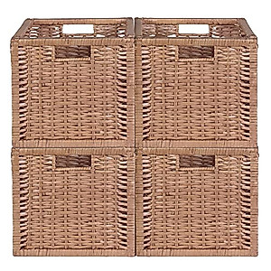 Niche Cubo Set of 4 Full-Size Foldable Wicker Storage Basket- Natural