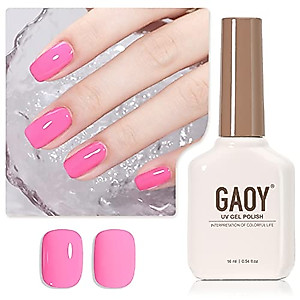 GAOY Bright Pink Gel Nail Polish, 16ml Soak Off UV Light Cure Gel Polish for Nail Art DIY Manicure at Home, Color 1526