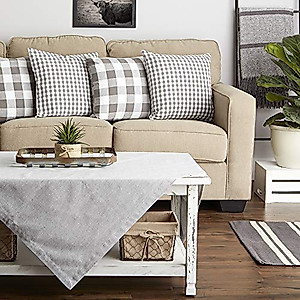 DII Decorative Square Throw Pillow Cover Collection Cotton, Machine Washable, Hidden Zipper, 18x18, Gray Gingham, 4 Piece