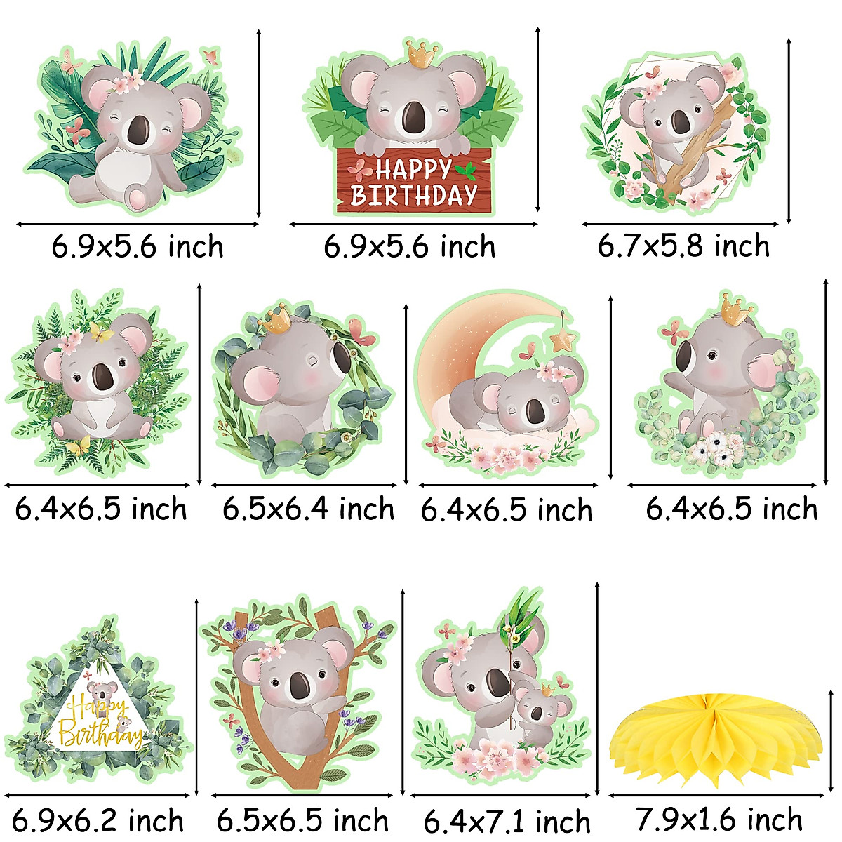 Koala Honeycomb Centerpieces 10pcs Koala Birthday Party Decoration Cute Koala Baby Shower Table Decoration for Koala Theme Party Supplies