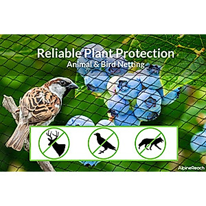 AlpineReach Garden Netting Heavy Duty Bird, Deer, Plant Protection 7.5 x 65 ft Extra Strong Woven Mesh Animal Net, Reusable Kit with Zip Ties, Fencing for Fruits Trees, Black