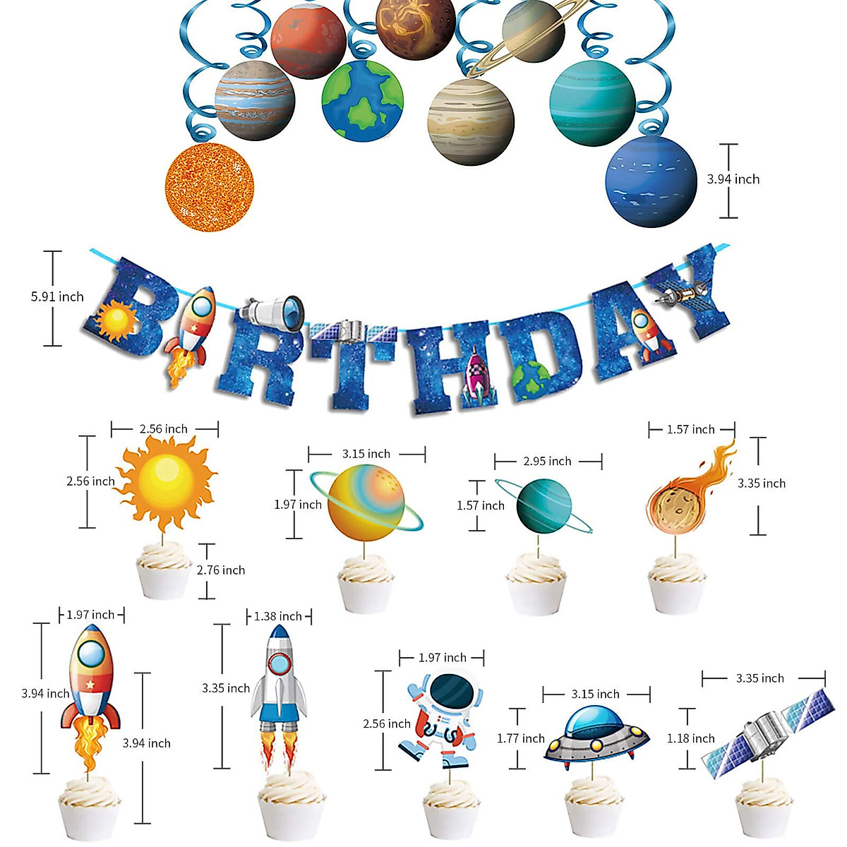 Space Party Decorations, Outer Space Theme Birthday Supplie, Solar System Hanging Banner Astronaut, Spaceship Rocket Galaxy Party Decor, Planet Birthday Party Banner for Boys Kids