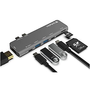 Verbatim 7-in-2 USB C Hub for MacBook Pro - USB-C Hub w/ 100W Thunderbolt PD, USB 3.0 Hub Ports, SD Card Readers, HDMI, Compact USBC Hub, Portable Type C Hub