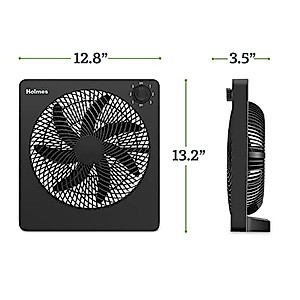 HOLMES 10" Personal Fan, Rechargeable Battery, 3 Speed Settings, Lightweight and Portable, USB Cable, Carrying Handle, Home and Office, Black Finish