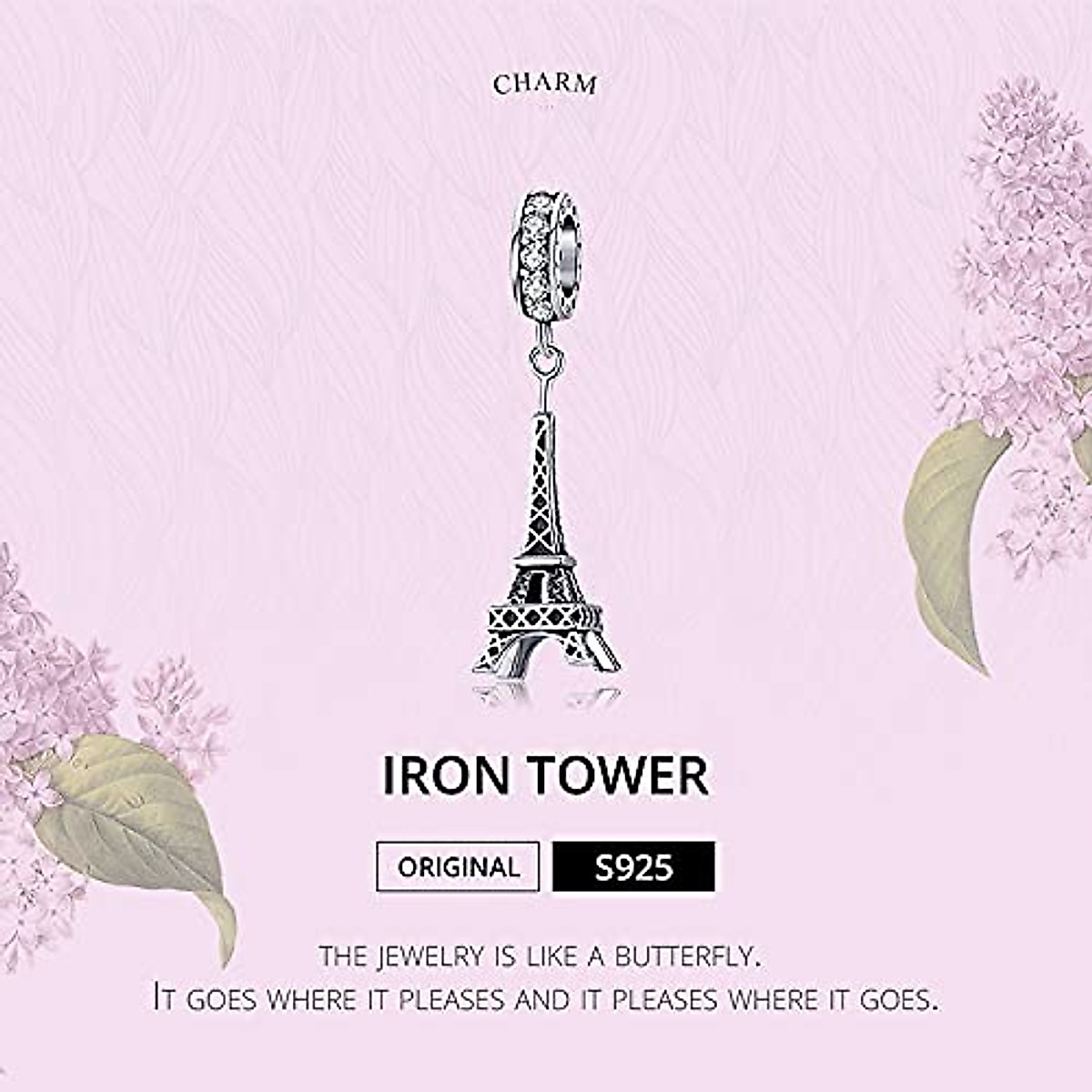 Manhe Charms Landmark Series Charm Sterling Silver Travel Charms Dangle for Pandora Bracelet (Paris Eiffel Tower Charms Pendant)