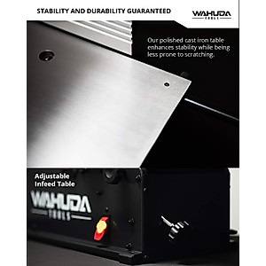 Wahuda Tools Jointer - 10-inch Benchtop Wood Jointer, Spiral Cutterhead Portable Jointer, Cast Iron Tables w/Pull Out Extensions, 4-Sided Carbide Tips & 12amp Motor, Woodworking Tools (50110CC-WHD)