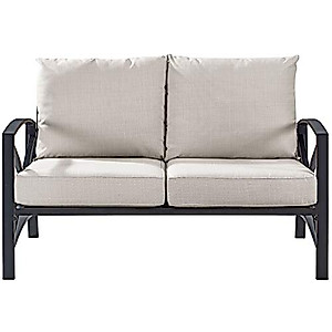 Crosley Furniture KO60008BZ-OL Kaplan Outdoor Metal Loveseat, Oiled Bronze with Oatmeal Cushions