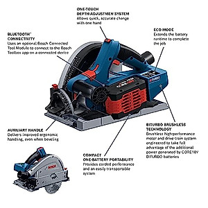 BOSCH GKT18V-20GCL14 PROFACTOR™ 18V Connected-Ready 5-1/2 In. Track Saw Kit with (1) CORE18V® 8 Ah High Power Battery