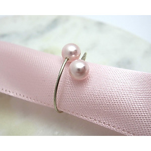Pink Crystal Pearl Cuff Ring, Open Single Coil Bypass Ring, Sterling Silver 14K Gold-Filled Wire Band, Slides Over Arthritic Knuckles, Jewelry Inspirations