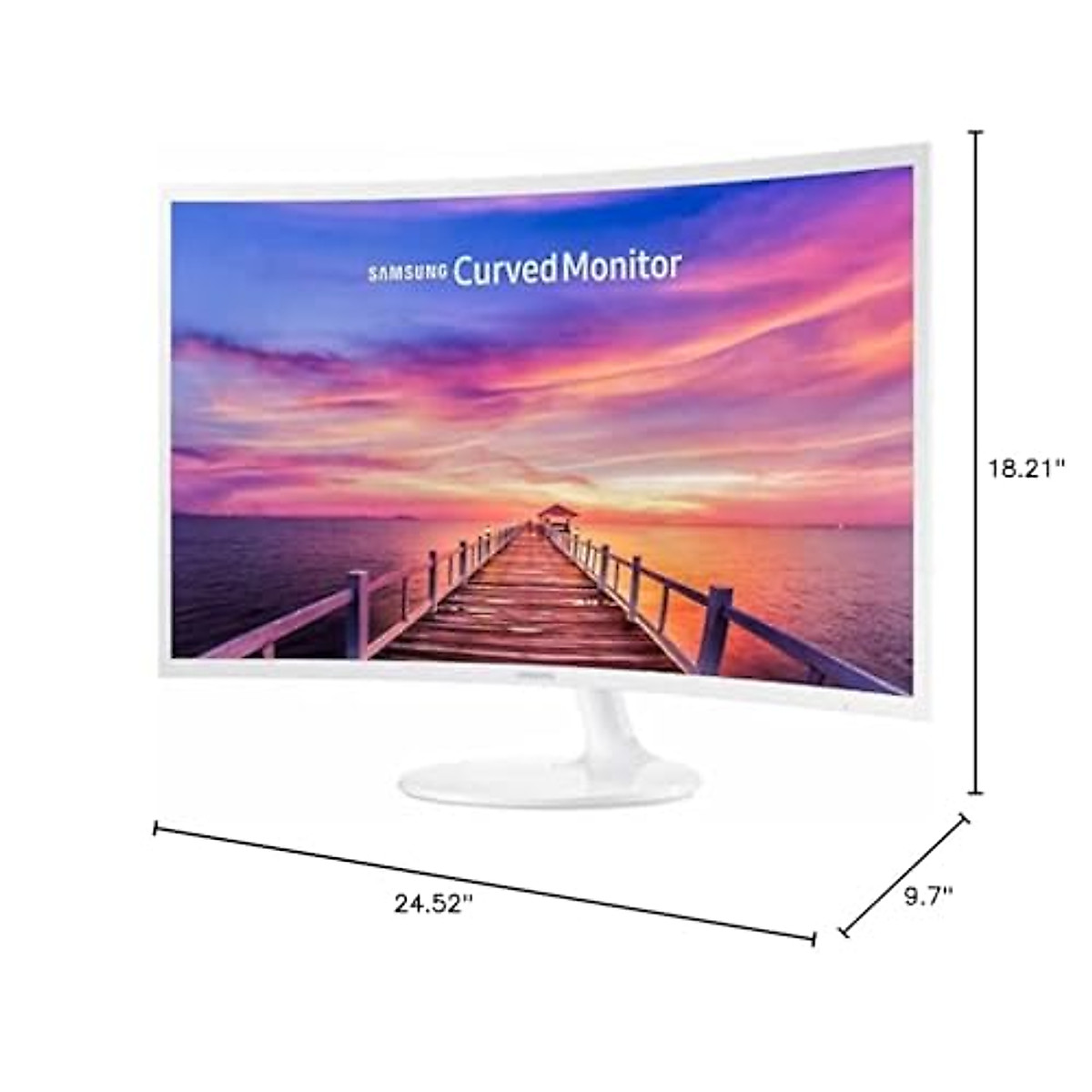 Samsung Curved White Monitor for Business 27inch 1080p LED Widescreen AMD FreeSync 60Hz Refresh Rate 4ms 3000:1 Contrast Ratio Anti-Glare VGA D-Sub DisplayPort, HDMI Cable