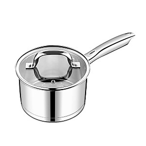 Homikit 2QT Saucepan with Lid, 2 Quart Stainless Steel Small Sauce Pan, Tri-ply Composite Bottom, Heavy Duty Induction Cooking Pot for Warming Milk, Making Pasta, Boiling Soup, Dishwasher Safe