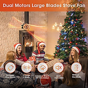 JossaColar Wood Stove Fan Heat Powered | New Large 12-Blade Stove Fan Woodstove Fan Non Electric | Eco Fan Heat Activated Fan for Wood Stove/Pellet Stove/Wood Burning Stove | Wood Stove Accessories