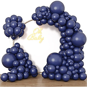 100 Pack Navy Blue Balloons Different Sizes 18/12/10/5 Inch Party Balloon Kit Chrome Round Pearl Dark Blue Balloons for Wedding Graduation Baby Shower Birthday Christmas Party Decoration (Navy Blue)