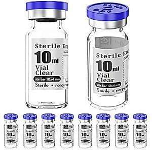 Ks-Tek Sterile Empty Vials with Self Healing Injection Port,with Flip Off Aluminum Cap,Sterile Package (10ml,10)