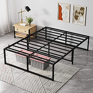 GAOMON Full Size Bed Frame, Metal Full Bed Platform Frame 14 Inch with 3 in 1 Steel Support, No Box Spring Needed Easy to Assemble Black Sturdy Bedframe - Full