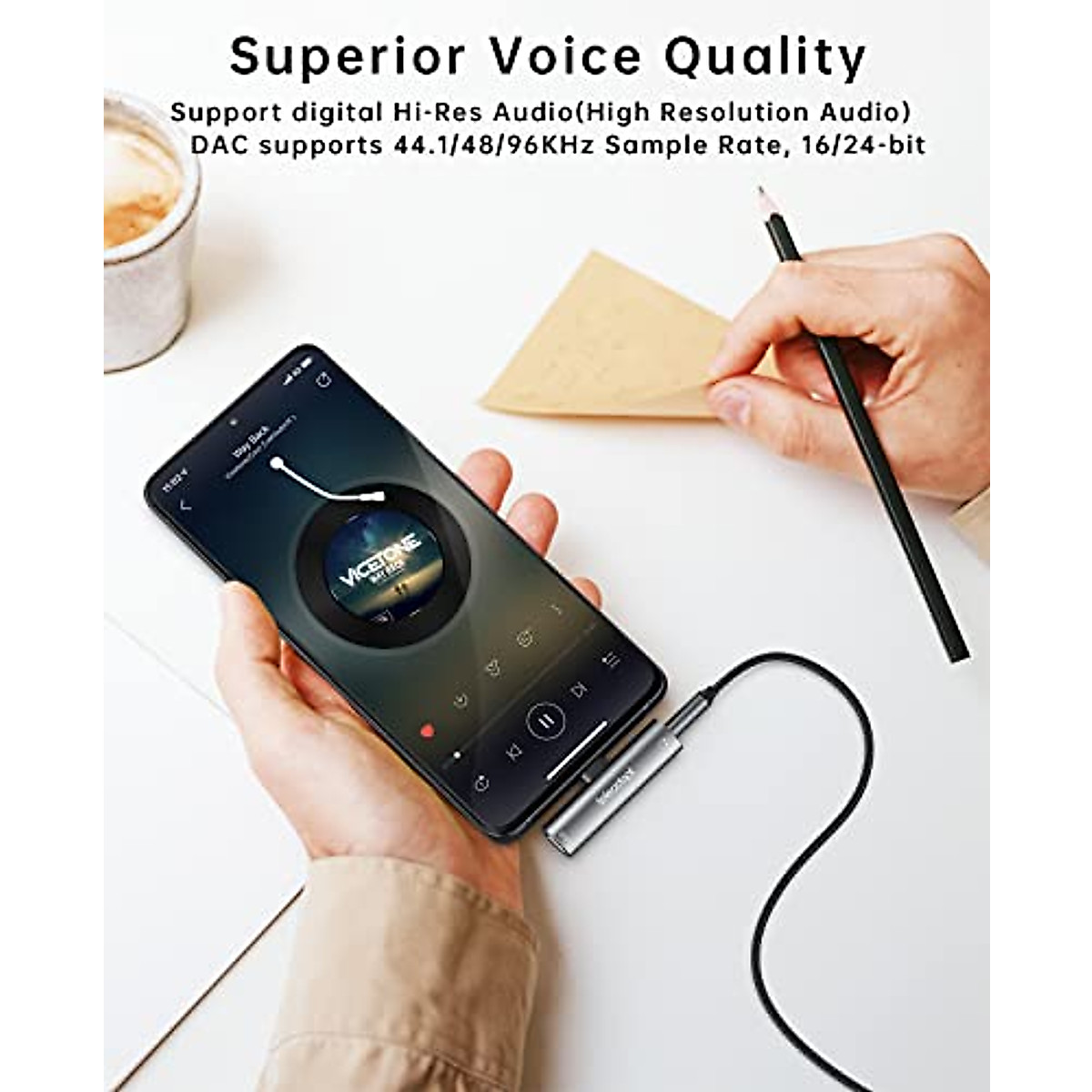 Teleadapt USB C to 3.5mm Headphone Audio and Charger Adapter, 2-in-1 USB C to Aux Mic Jack Adapter with PD 60W Fast Charging for Stereo, Hi-Res DAC, Compatible with Galaxy S20/ S21/NoteS20, Pixel 2/3