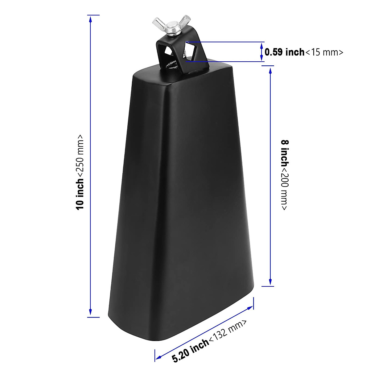 KOHAND 2 Pack 8 Inch Metal Steel Cow Bells, Noise Makers Hand Percussion Cowbell with Stick for Drum Set Percussion Instrument, Sporting Events, Wedding, Football, Black