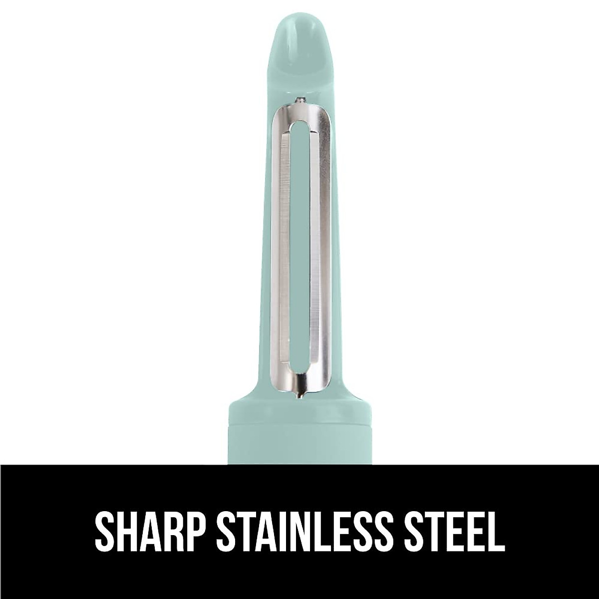 Gorilla Grip Swivel Vegetable Peeler, Sharp Stainless Steel Blades, Comfortable Handle, Dishwasher Safe, Kitchen Food Peelers, Easy Peeling, Peel Vegetables, Apple, Potato, Safe Blade Guard, Mint