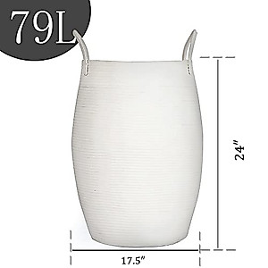 laundry basket woven baskets for organizing tall nursery hamper baby with handle big storage basket round decorative kids dirty clothes blanket basket living room towel fabric for cotton white