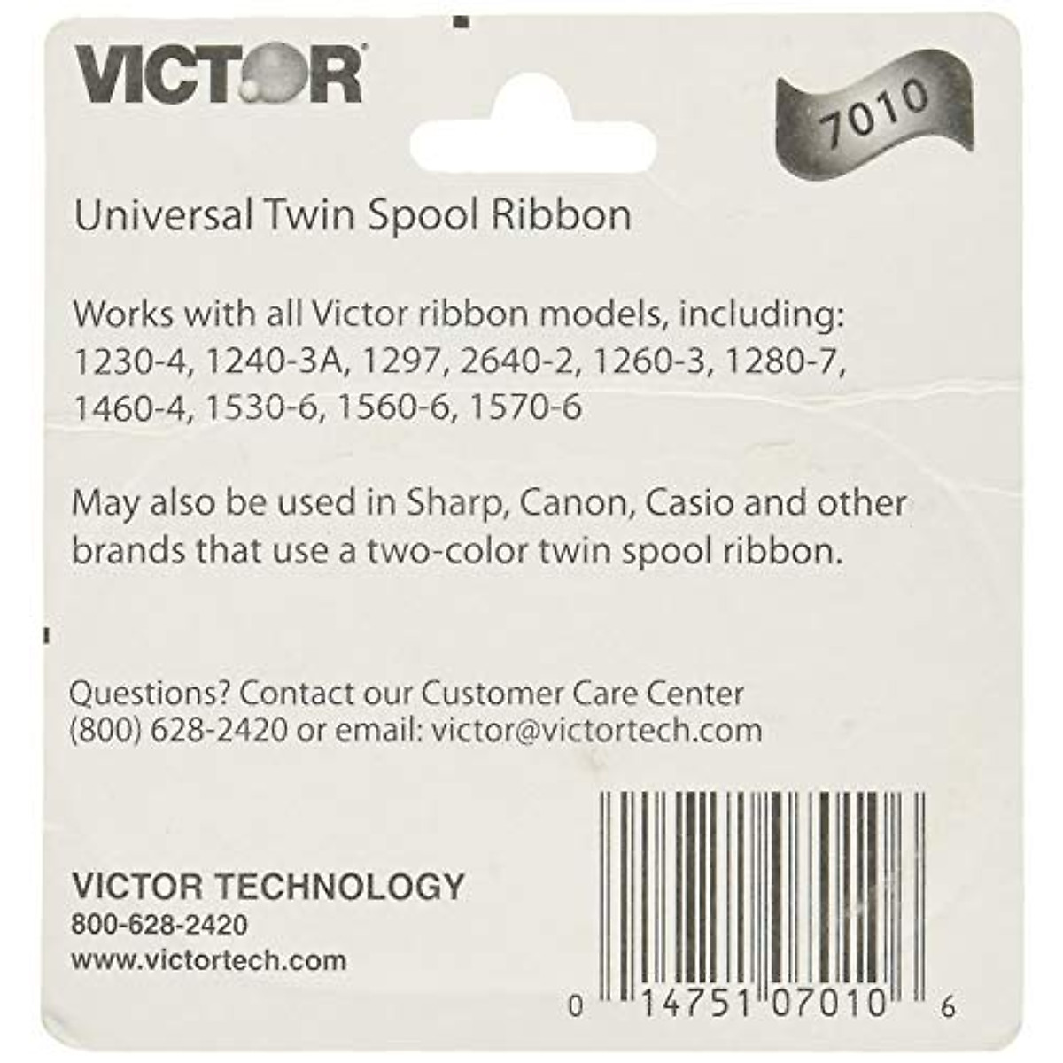 Reg Victor 7010 Universal Twin Spool Ribbon for Compatible Sharp, Canon, Casio, and Other Calculators (1230-4, 1240-3A, 1297, 2640-2, 1260-3, 1280-7, 1460-4, 1530-6, 1560-6, 1570-6), Black/Red, Pack of 2