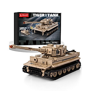 BOOLAKOS Tiger I Heavy Tank Building Blocks Sets, Military WW2 German Tank Destroyer Building Toy, Collectible Army 2-in-1 Model for Adults (597PCS)