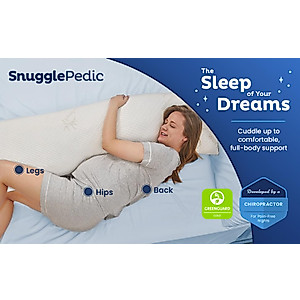 Snuggle-Pedic Long Body Pillow for Adults - Big 20x54 Pregnancy Pillows w/ Shredded Memory Foam & Bamboo Cooling Pillow Cover - Cuddle Pillow for Bed, Firm Maternity Side Sleeper Pillow Insert to Hug