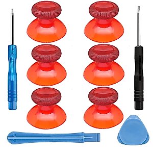 Replacement Thumbsticks,Analog Thumb Sticks Grips for Xbox One Controller - 6PCS (Transparent Red)