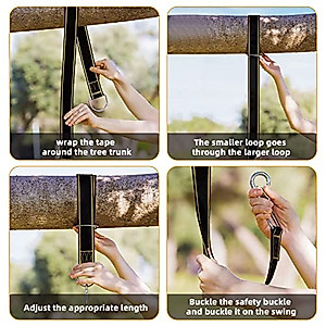 defutay Tree Swing Hanging Straps Kit - 2PC 5FT Extra Long Straps with Safer Lock Snap Carabiners - Easy Fast Installation - Perfect for Hammock,Tree Swing (5 FT)