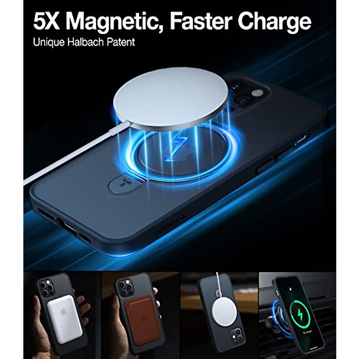 TORRAS Magnetic UPRO Ostand Designed for iPhone 12 Case & iPhone 12 Pro Case, Compatible with Magsafe Ring Stand, Military Grade Drop Protection, Shockproof Hard Translucent Slim 12 Phone Case, Black