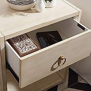 Safavieh Home Collection Yudi Antique White and Gold 1-Drawer Nightstand