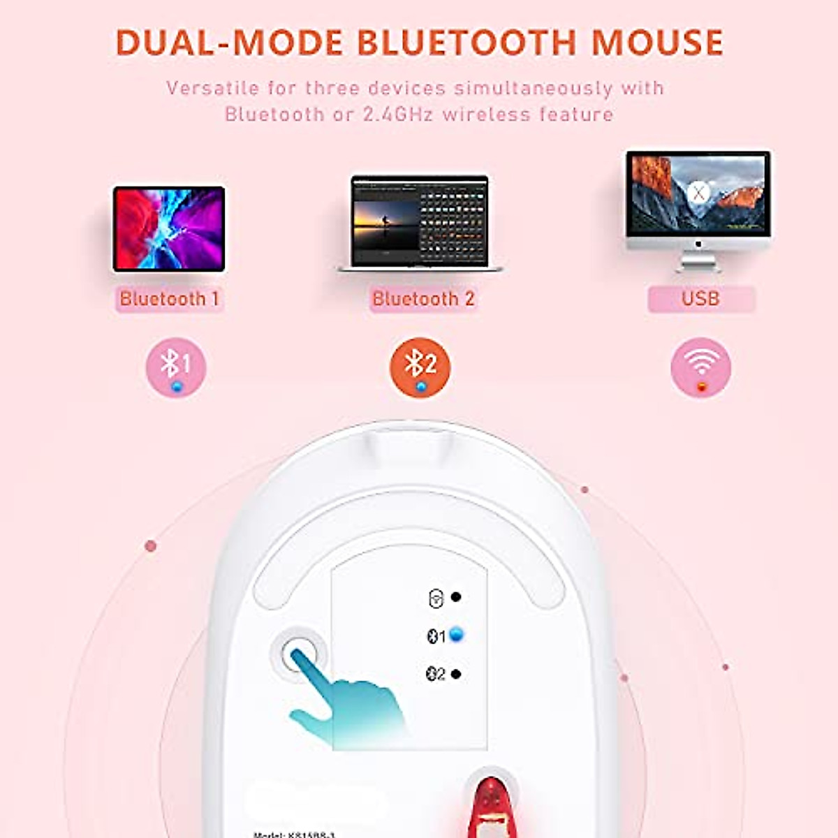 Bluetooth Keyboard Mouse, Multi-Device Wireless Keyboard Mouse Combo, Ultra Slim, Rechargeable, Dual-Mode(Bluetooth 4.0 + USB), for Windows/Mac OS (Rose Gold)