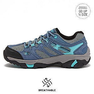 HI-TEC Apex Lite Low WP Waterproof Hiking Shoes for Women, Lightweight Breathable Outdoor Trekking and Trail Shoes - Light Blue/Medium Grey/Light Blue, 7 Medium