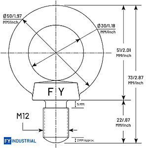 Stainless Steel Machinery Shoulder Lifting Eye Bolt (M12, 2 Items)