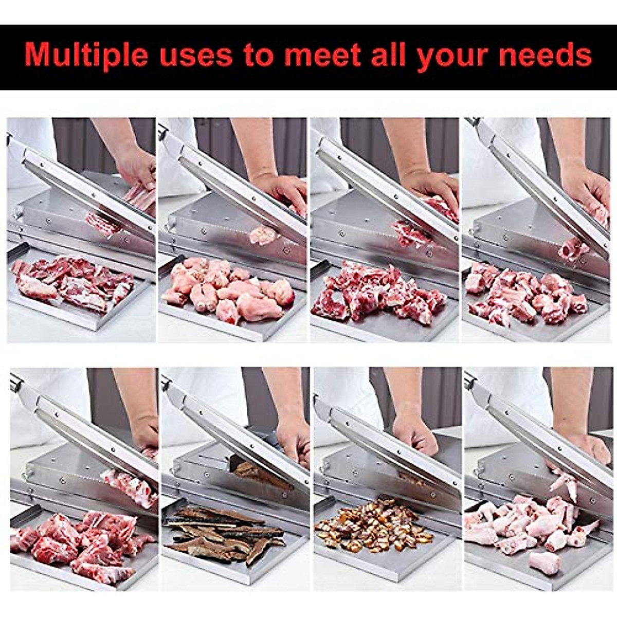 Bavnnro Meat Slicer Manual Ribs Meat Chopper Bone Cutter for Fish Chicken Beef Frozen Meat Vegetables Deli Food Slicer Slicing Machine for Home Cooking and Commercial Cooking (KD0295)